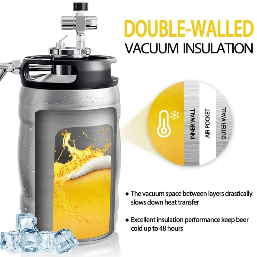 TMCRAFT 1.3 Gallon Double Walled Beer Keg Growler - TMCRAFT