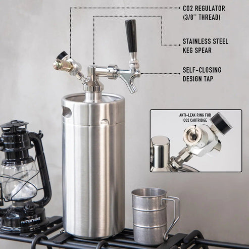 TMCRAFT 128oz Mini Keg Growler Silver - TMCRAFT