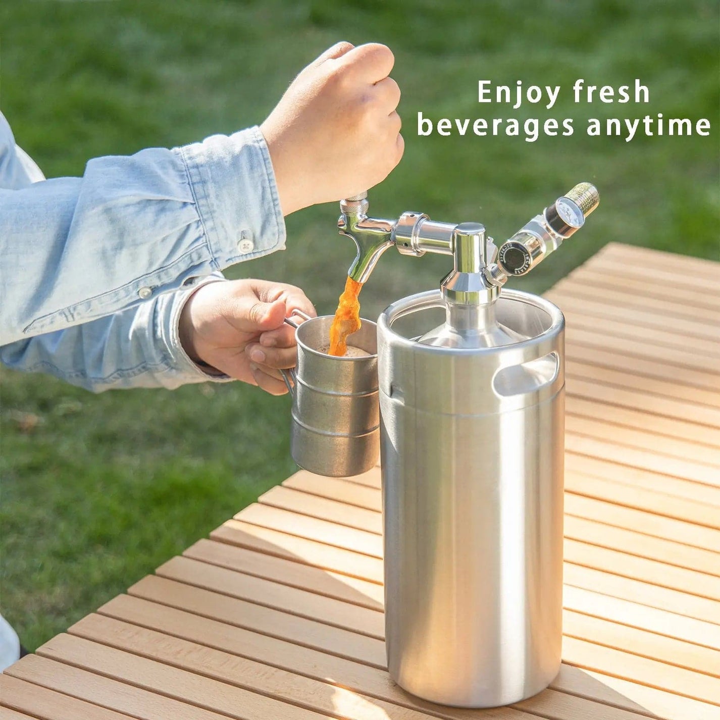 TMCRAFT 128oz Mini Keg Growler Silver - TMCRAFT